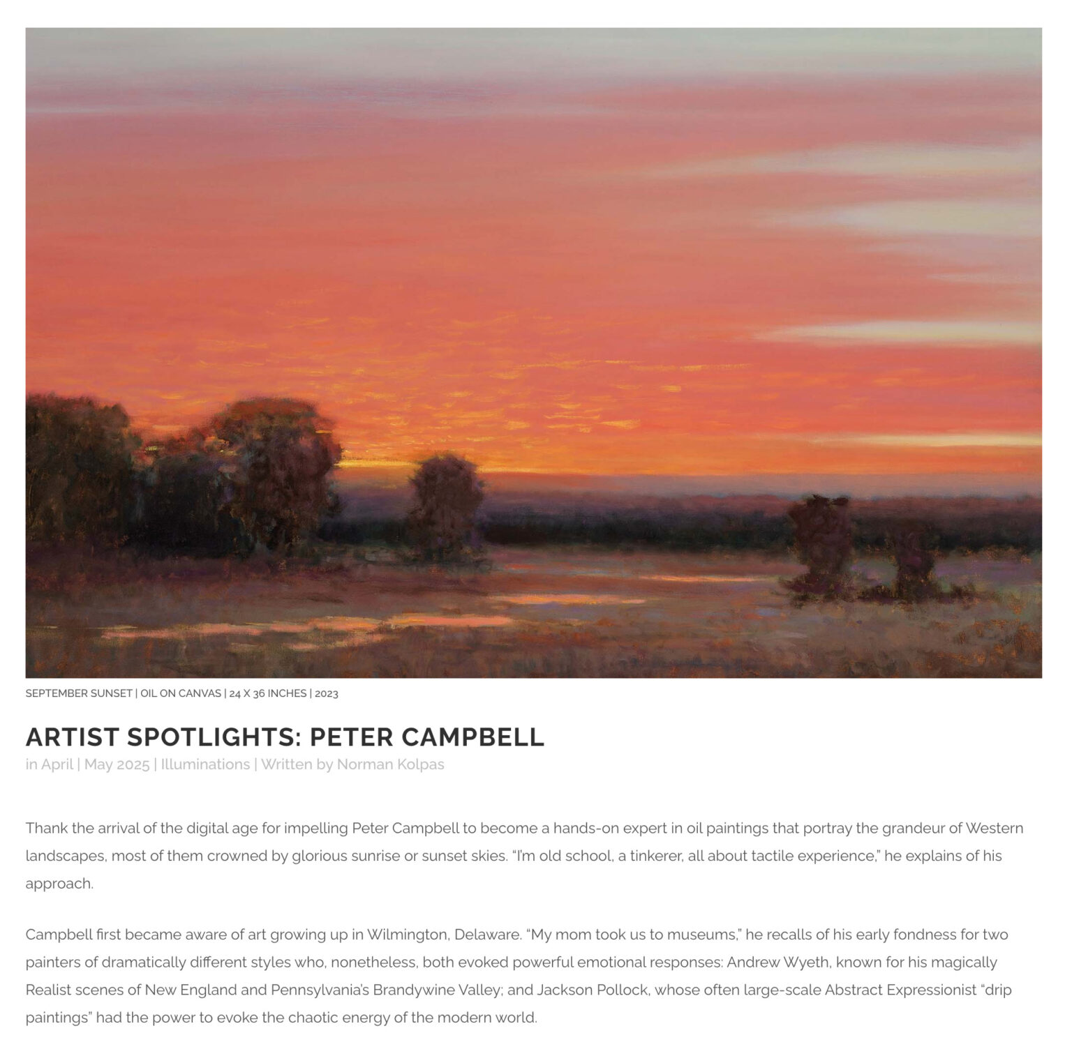 Artist Spotlights: Peter Campbell in Western Art & Architecture, April ...